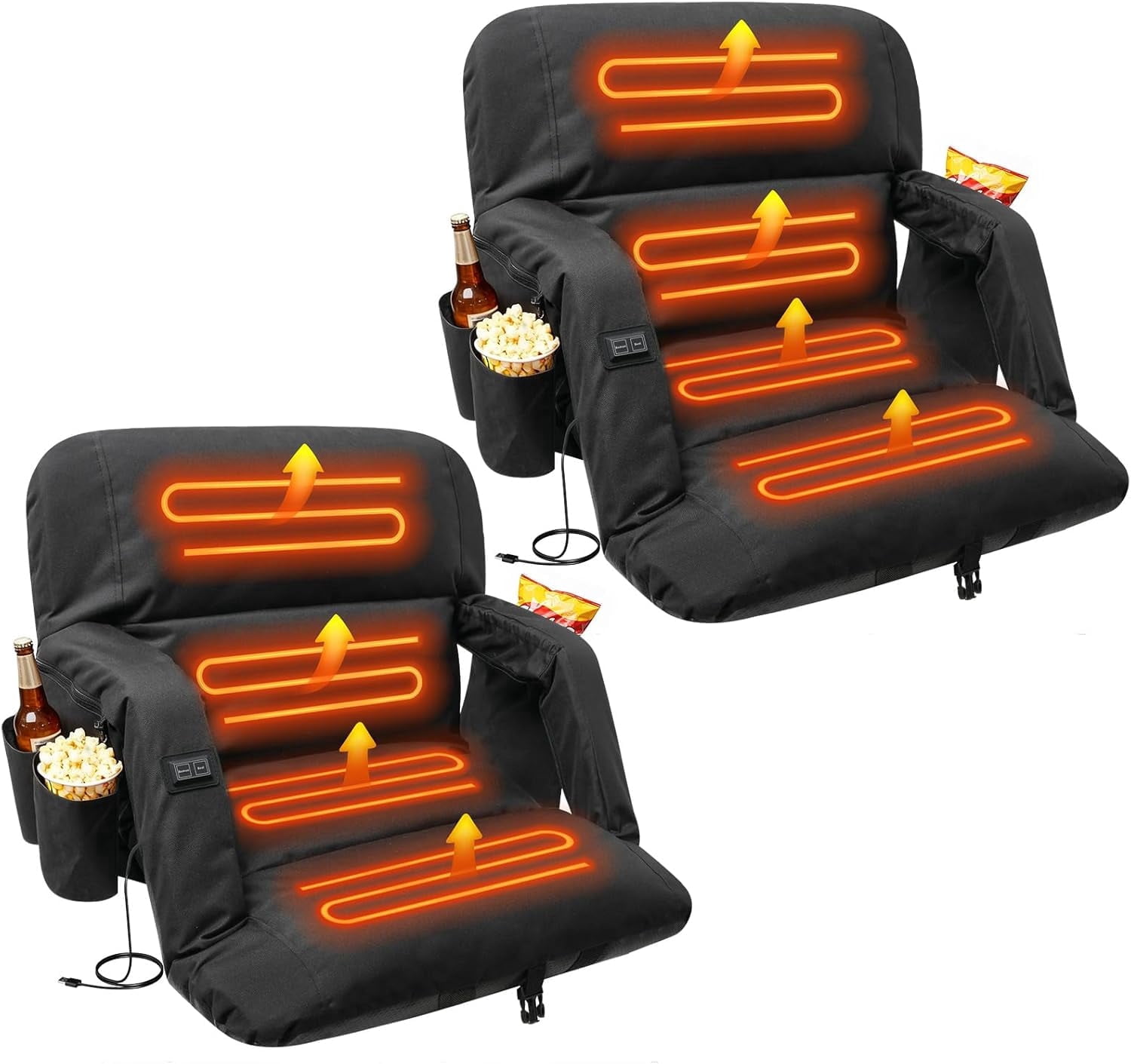 DKMOCO 2pcs 25" Heated Stadium Seats for Bleacher with Back Support ...
