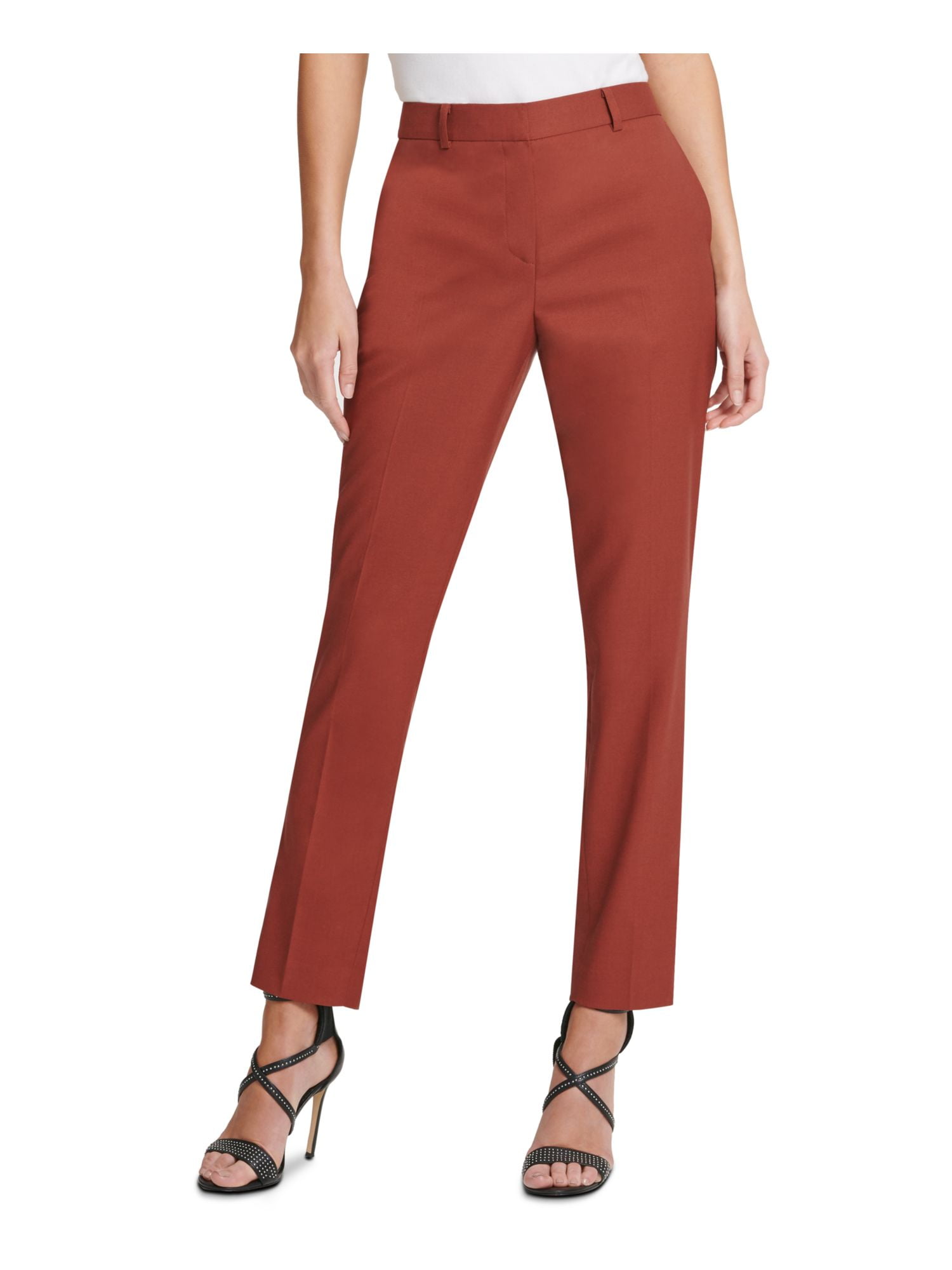 DKNY $89 Womens New Orange Straight leg Wear To Work Pants 4 B+B ...