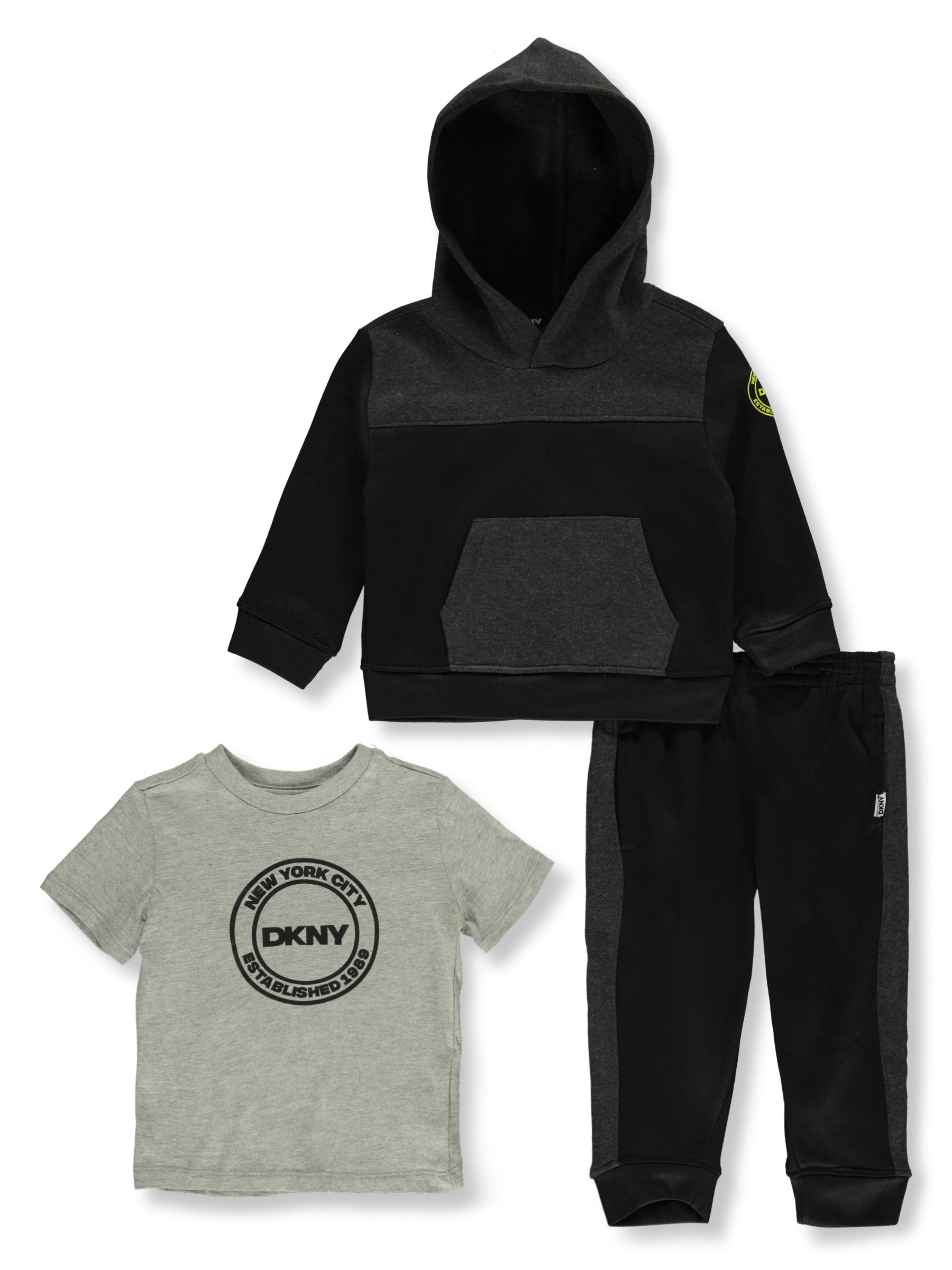 DKNY Baby Boys' 3-Piece Joggers Set Outfit Color: black Size: 24 months ...