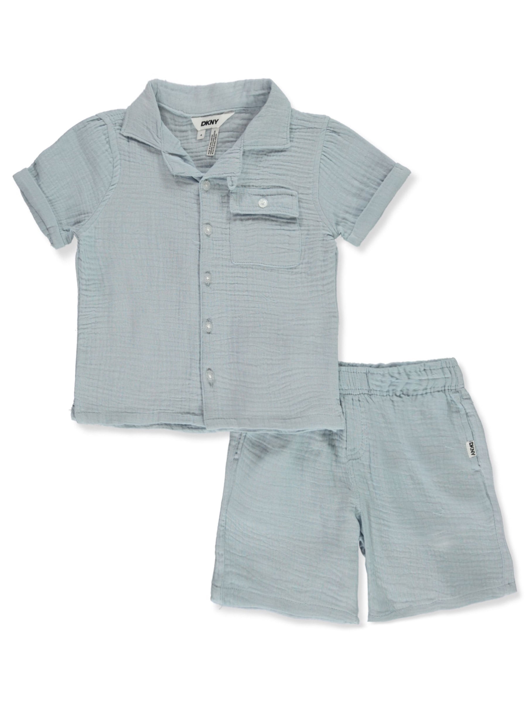 DKNY Boys' 2-Piece Cabana Shorts Set Outfit - blue, 4 (Little Boys ...