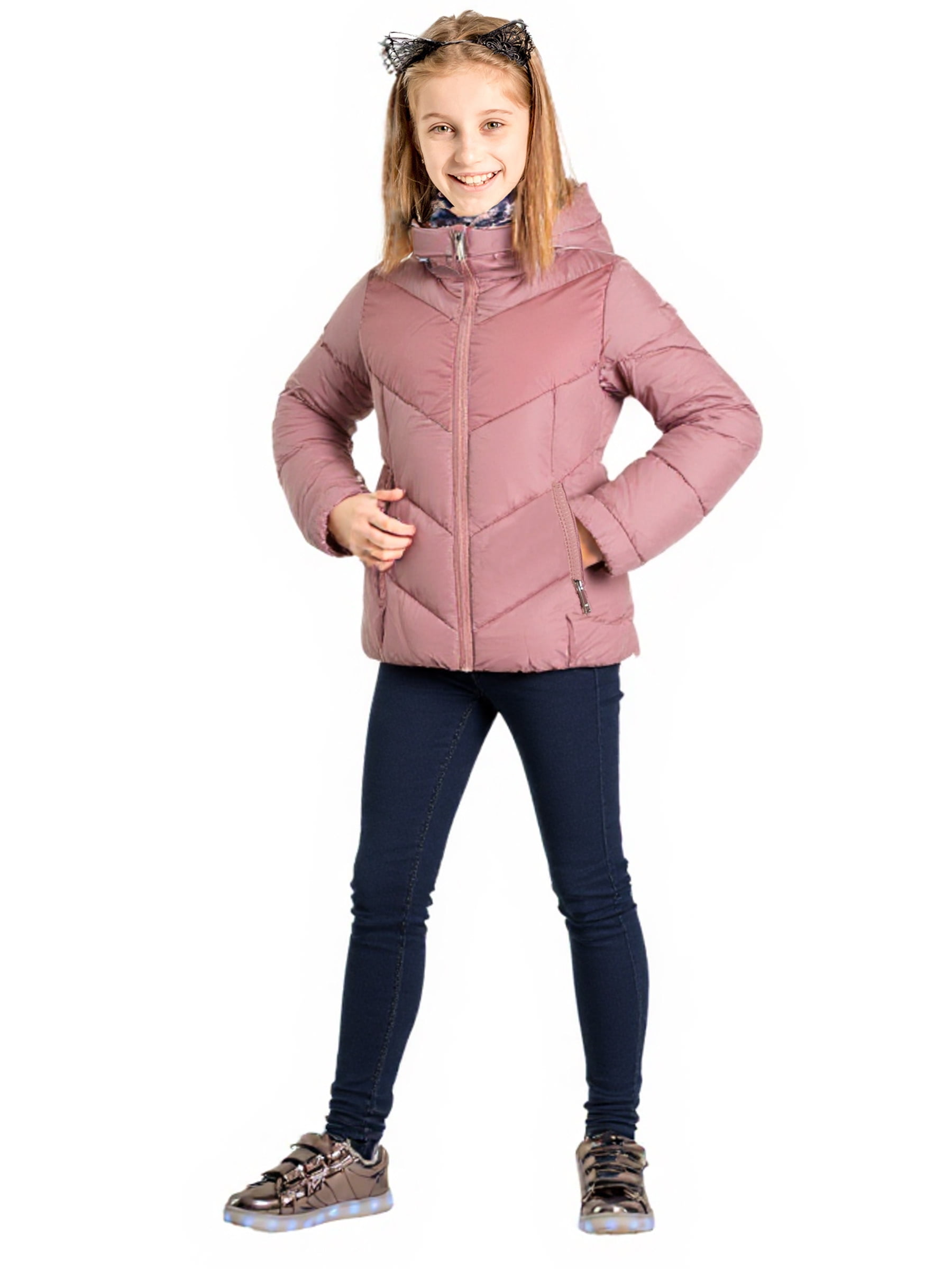 DKNY Girl's Lined Puffer Jacket Color: dusty rose Size: 10 - 12 ...