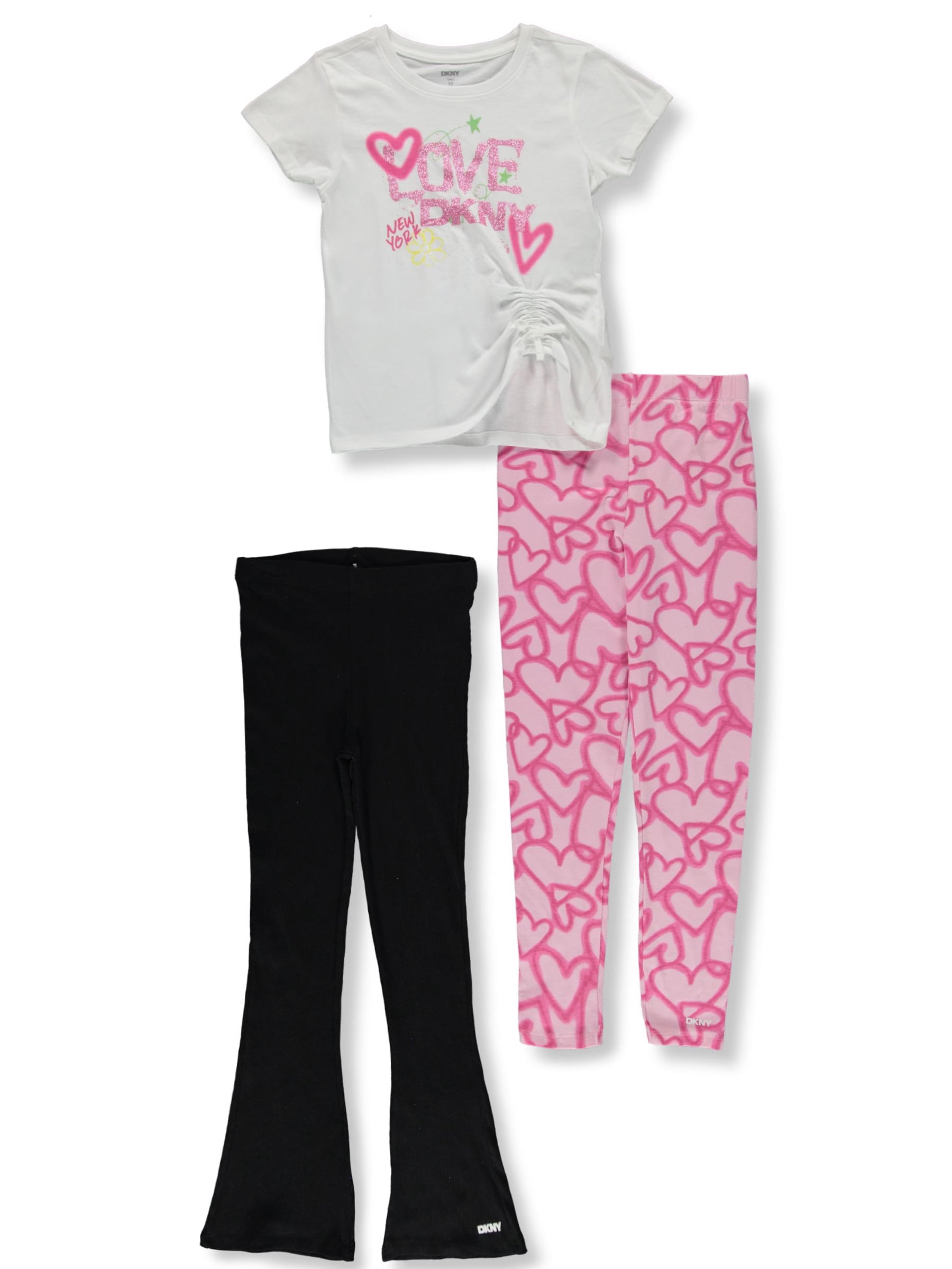 DKNY Girls' 3-Piece Pants Set Outfit Color: pink Size: 8 - 10 - Walmart.com