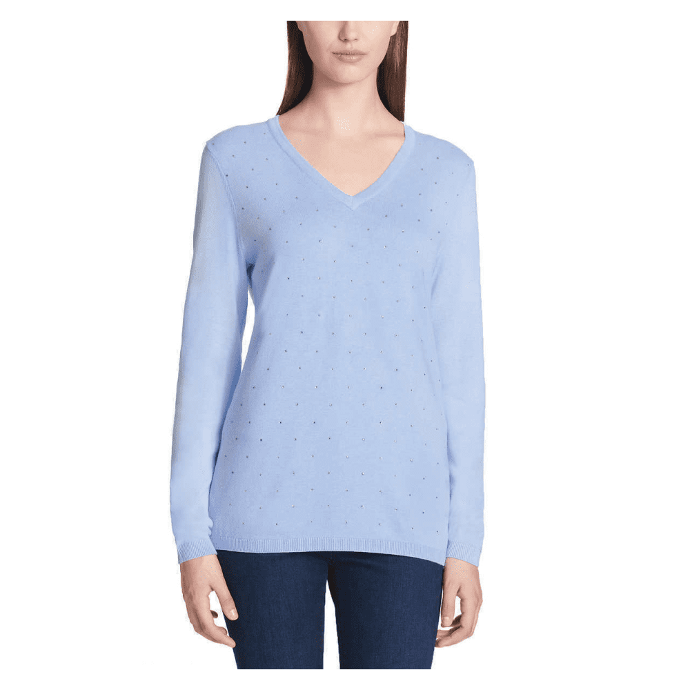 DKNY Jeans Women's Rhinestone Embellished Sweater, Blue, S - Walmart.com