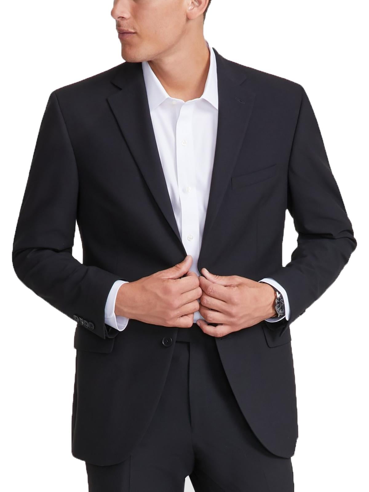 Dkny Mens Modern fit 2 Piece Suit 44 R / 37 Waist Black Solid Stretch ...