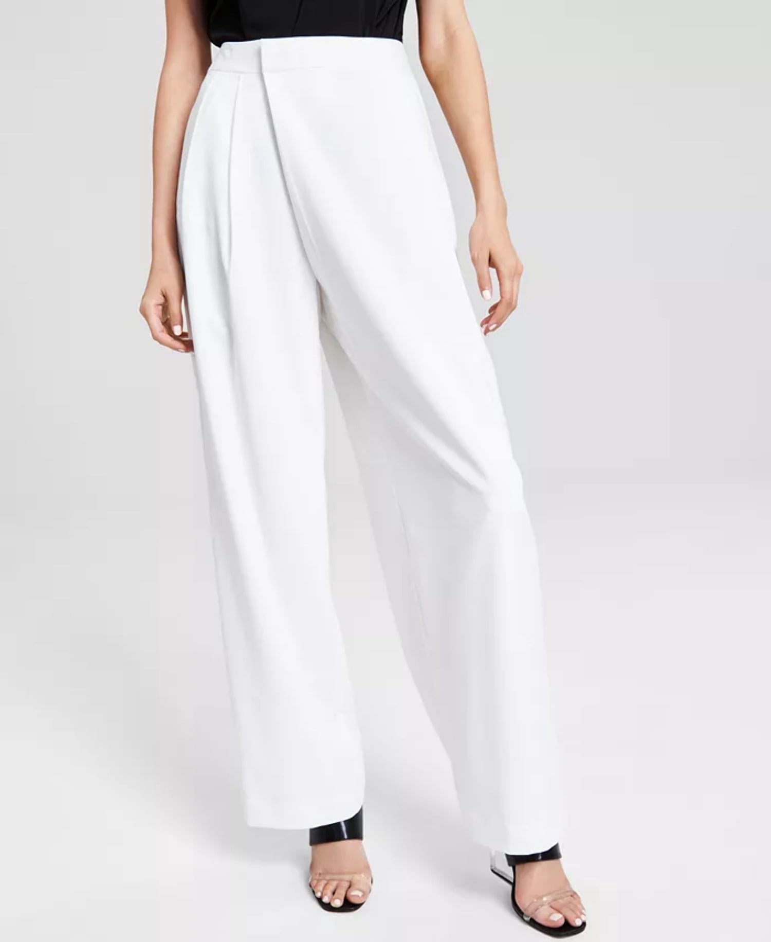 DKNY Straight-Leg Pleated High Rise Asymmetrical Pants - Walmart.com