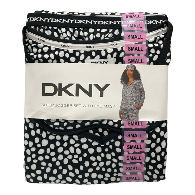 DKNY Women's Lightweight Soft Pajama Lounge Set with Jogger Pants & Eye Mask - Walmart.com