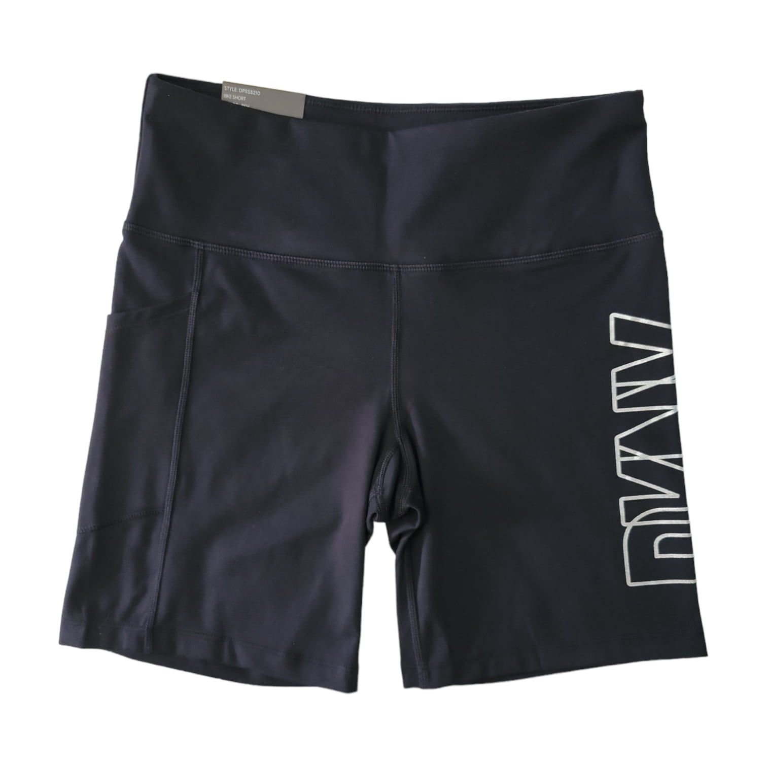 DKNY Women's 7" Inseam High Rise Stretch Bike Short (Metallic Logo, XS) - Walmart.com