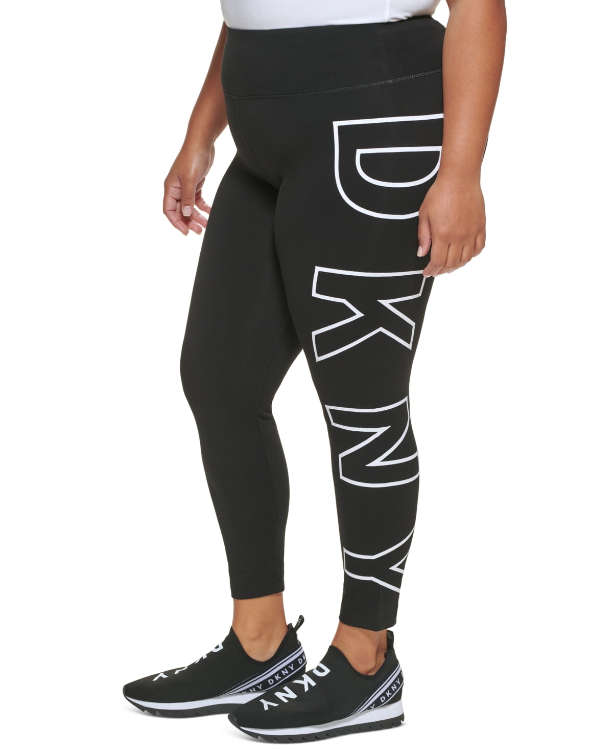 DKNY Women's High Waisted 7/8 Exploded Logo Leggings White Size 3X ...