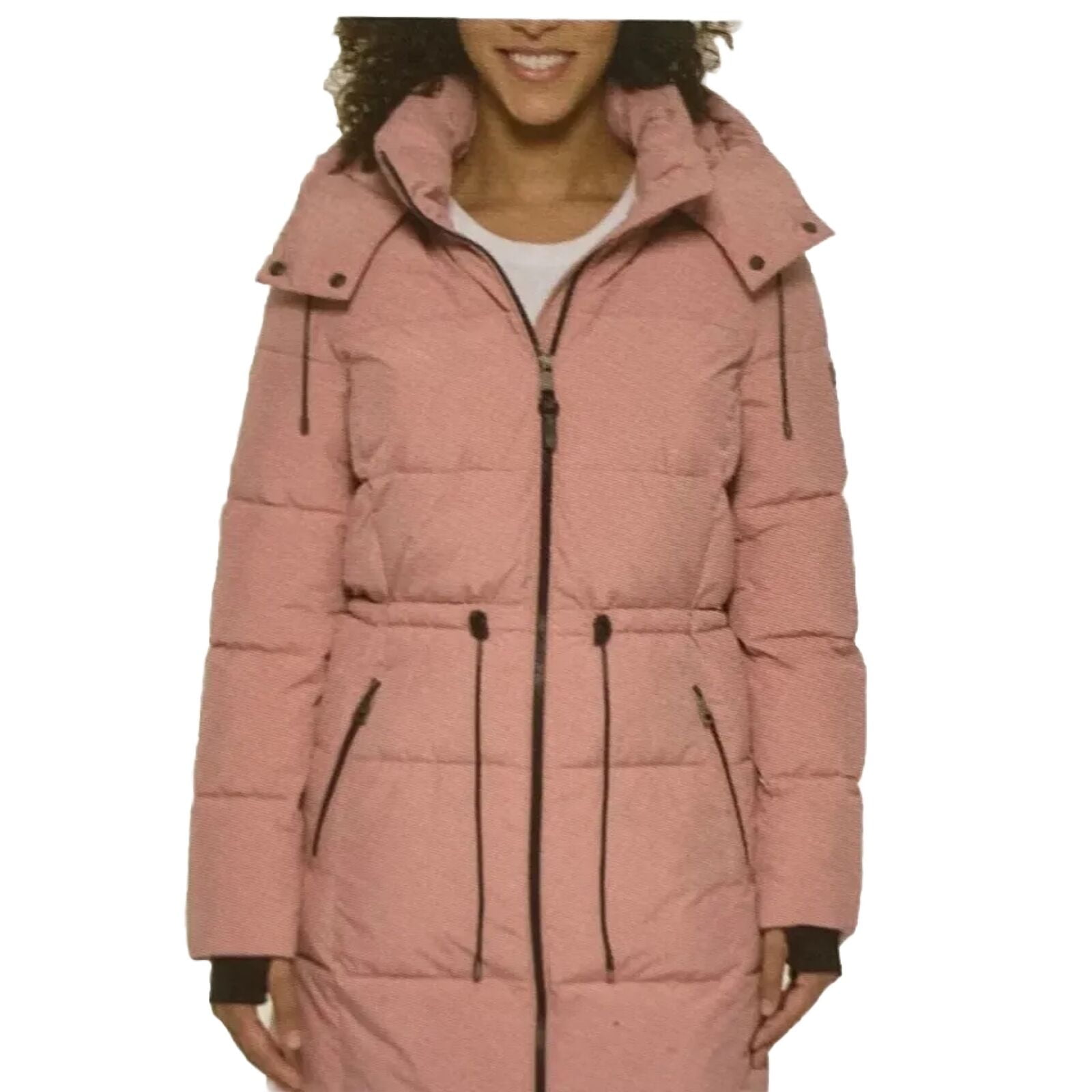 DKNY Women's Long Puffer Detachable Hooded Wind Resistant DKNY Women's Long Puffer Detachable Hooded Wind Resistant