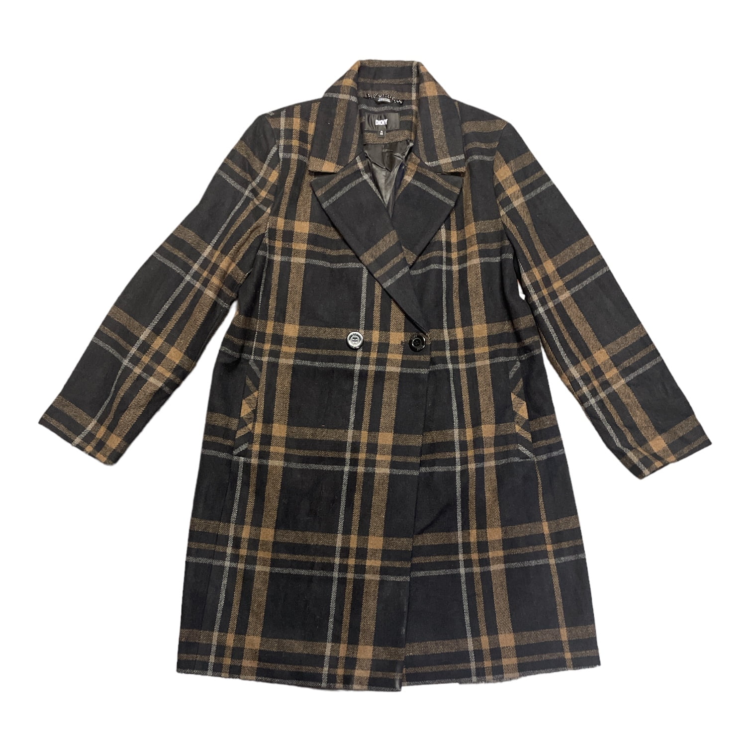 DKNY Women's Long Sleeve Fashion Faux Wool Notched Lapel Fully Lined ...