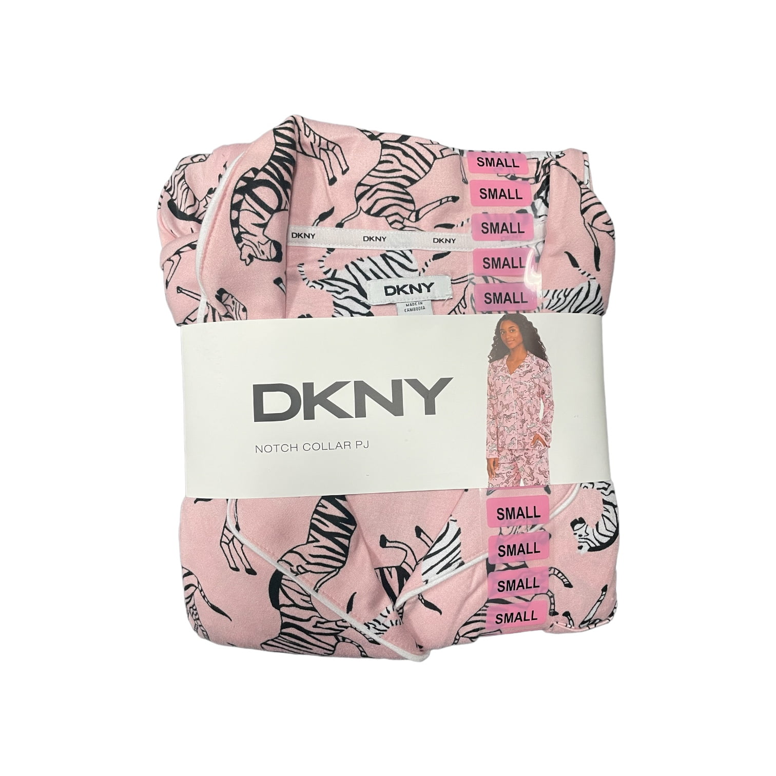 DKNY Women's Notch Collar 2-Piece Long Sleeve & Pant Pajama Set (Zebra, XL) - Walmart.com