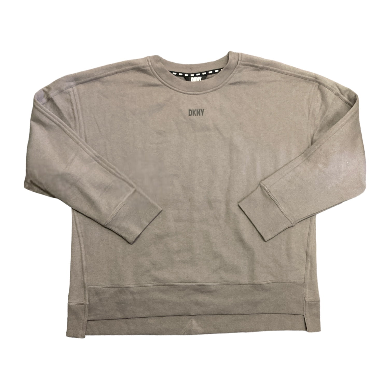 DKNY Women's Soft Long Sleeve Crewneck Comfy Fleece Sweatshirt (Steel ...