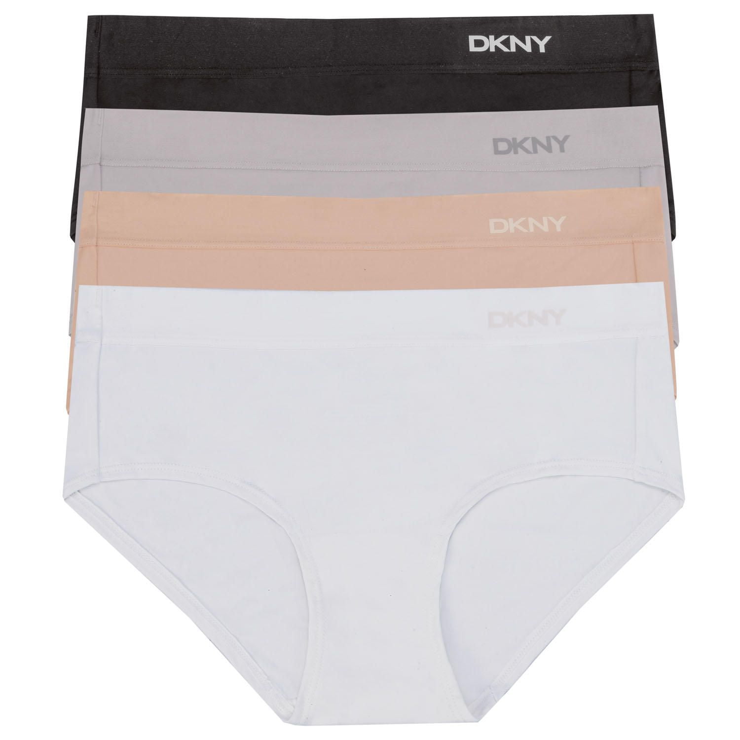 DKNY Women's Soft Stretch Microfiber Cotton 4 Pack Hipster Panties ...