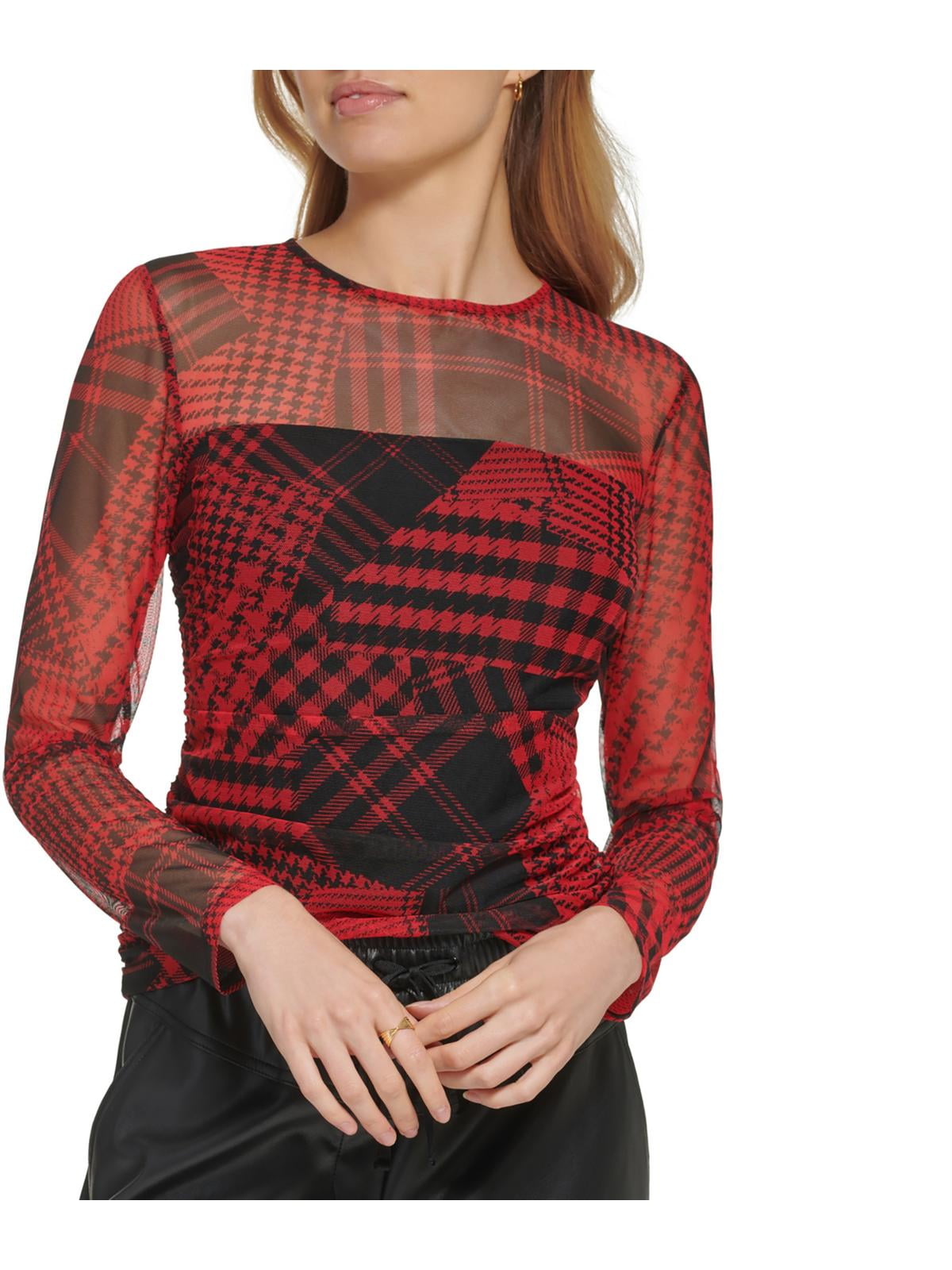 DKNY Womens Animal Print Mesh Pullover Top - Walmart.com