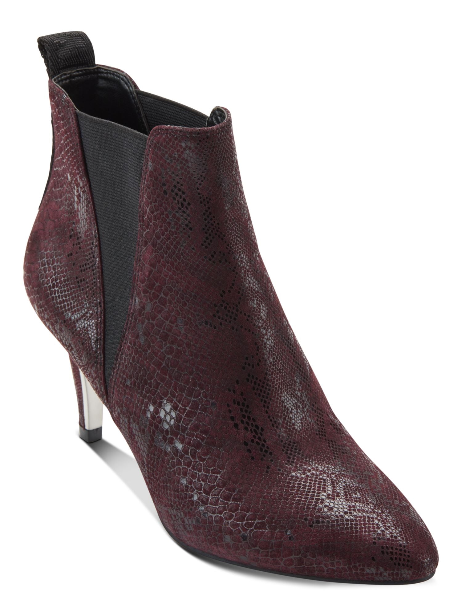 DKNY Womens Burgundy Snakeskin Stretch Gore Metal Heel Rand Logo Back ...