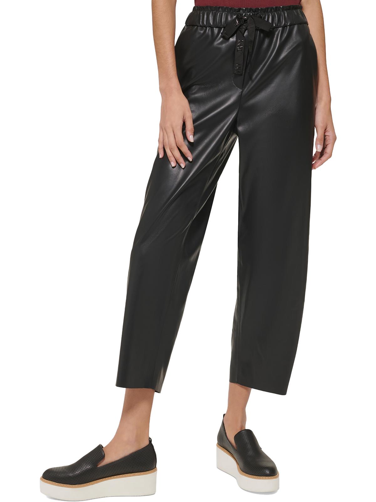 DKNY Womens Faux Leather High Rise Cropped Pants - Walmart.com