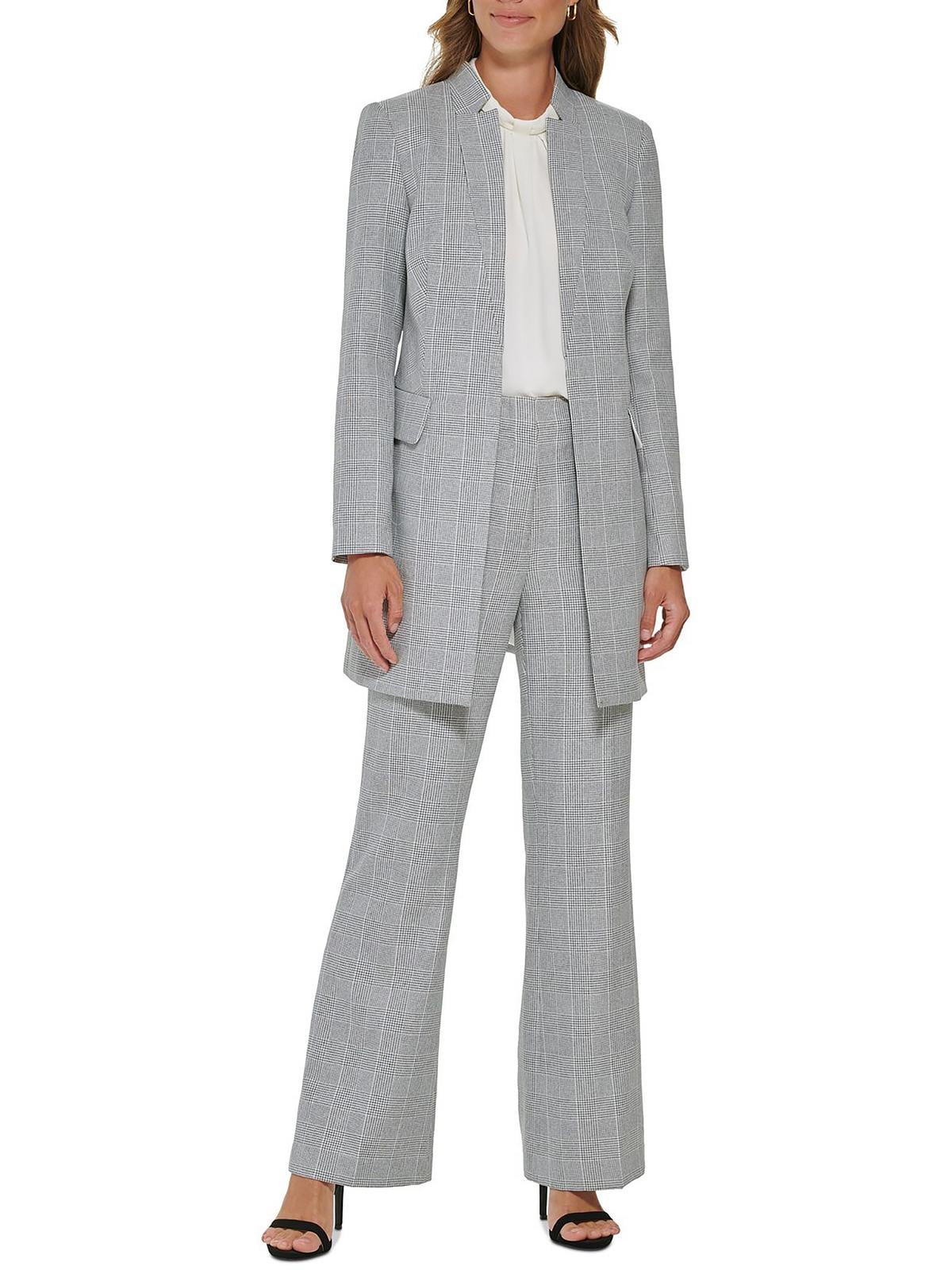 DKNY Womens Glen Plaid Midi Duster Blazer - Walmart.com