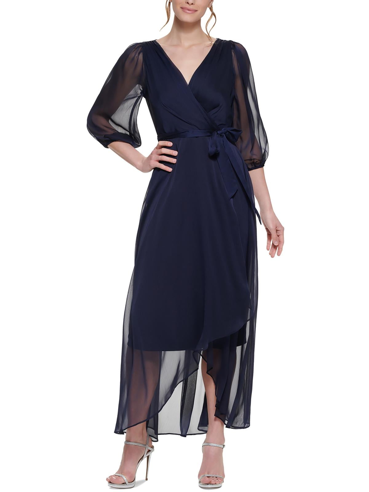 DKNY Womens Chiffon Long Wrap Dress - Walmart.com