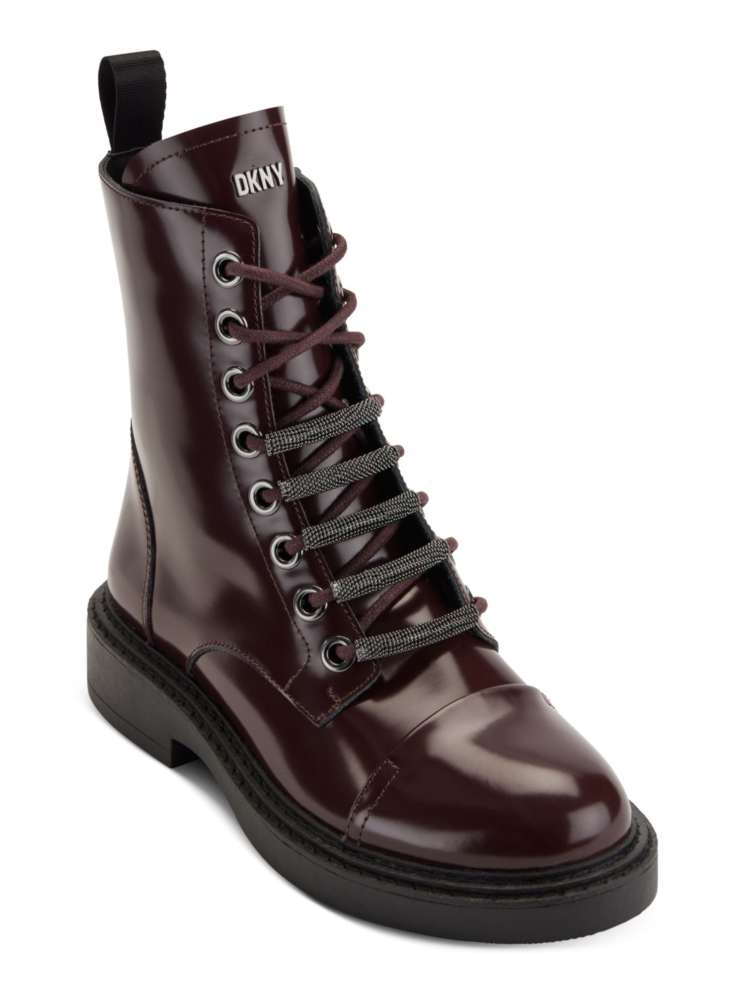 DKNY Womens Burgundy Lace Up Hardware Accents Padded Malaya Cap Toe ...