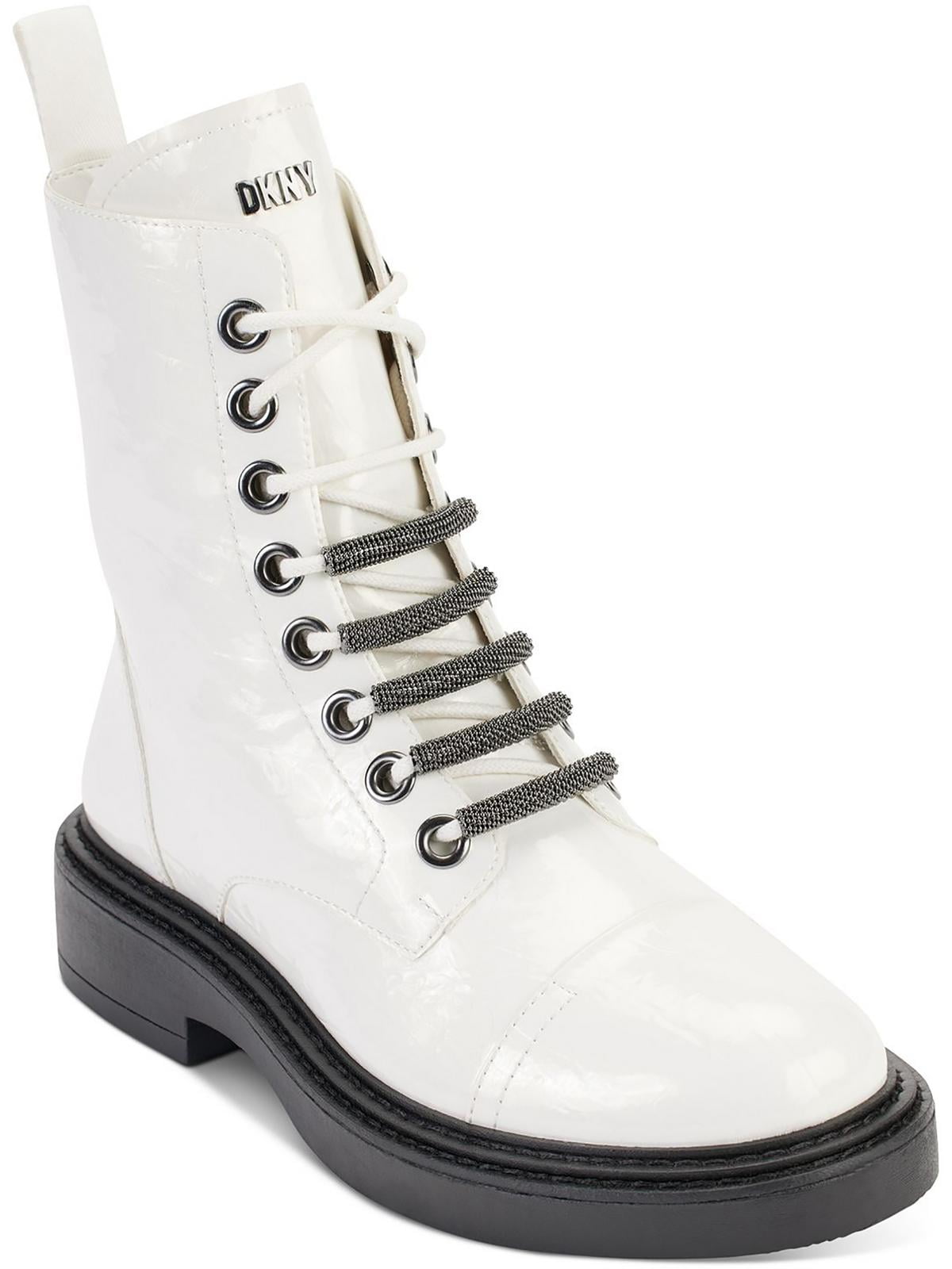 DKNY Womens Malaya Patent Leather Ankle Combat & Lace-up Boots ...