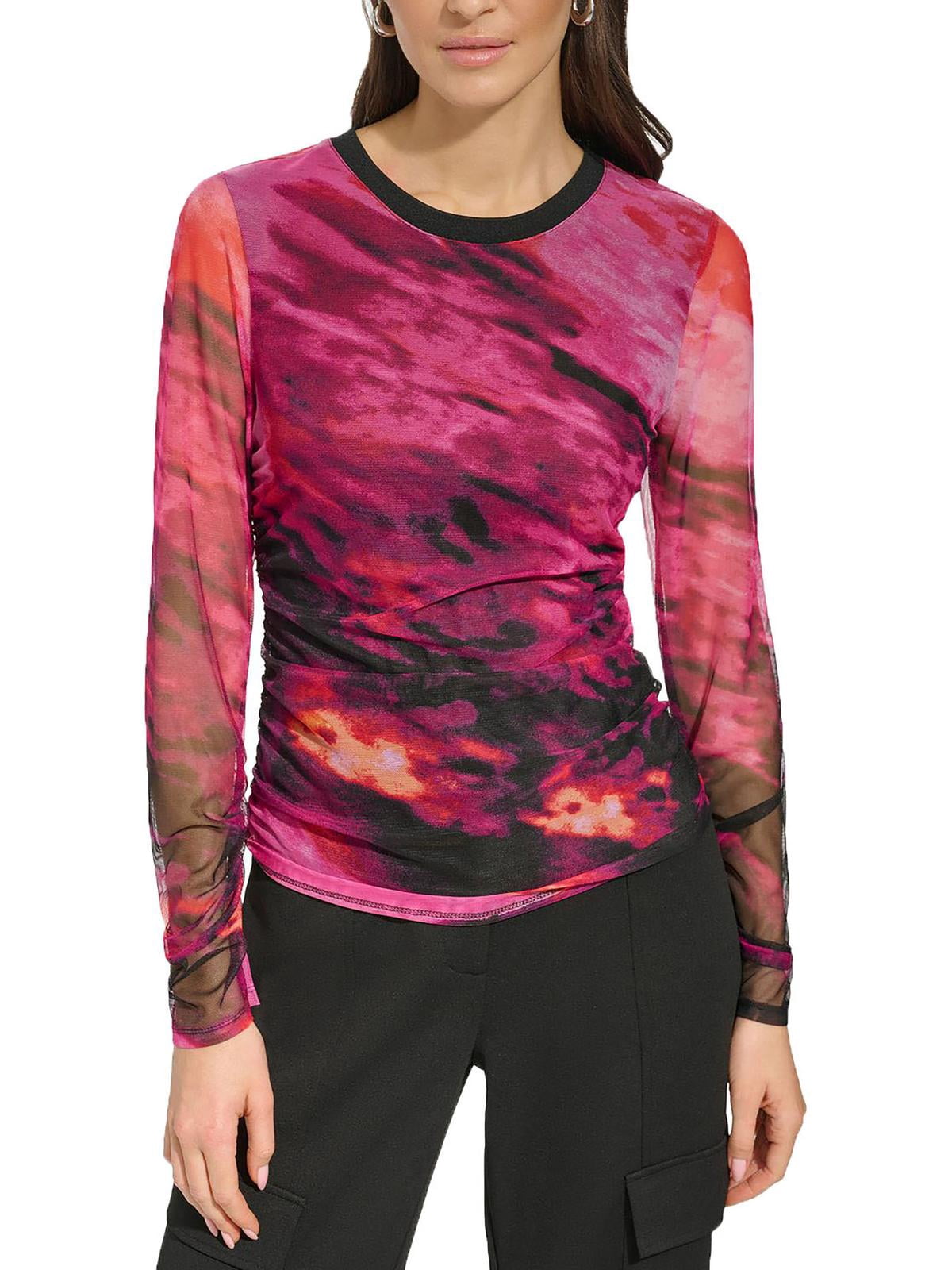 DKNY Womens Mesh Crewneck Pullover Top - Walmart.com
