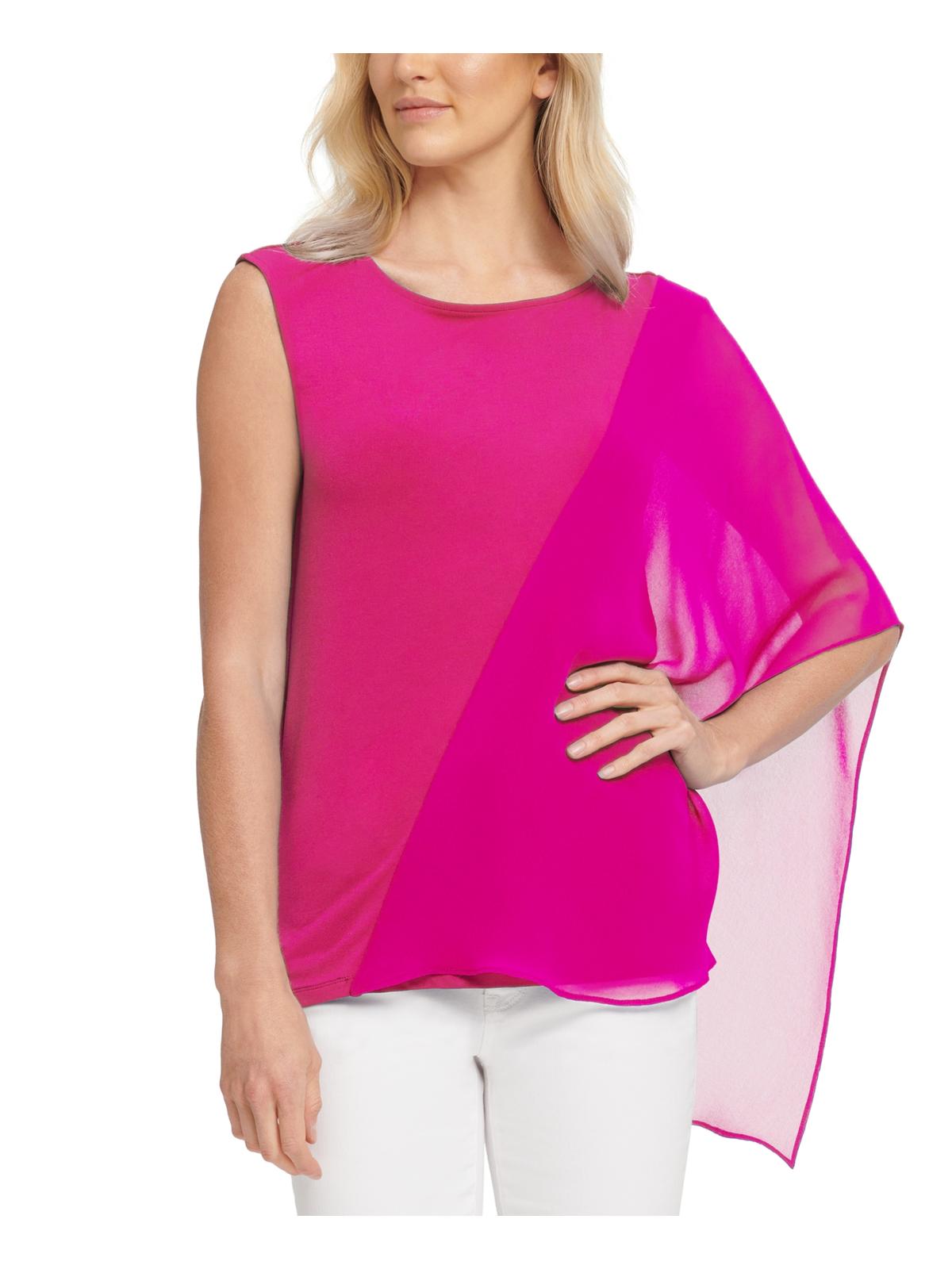 DKNY Womens One Sleeve Overlay Top Pink L - Walmart.com