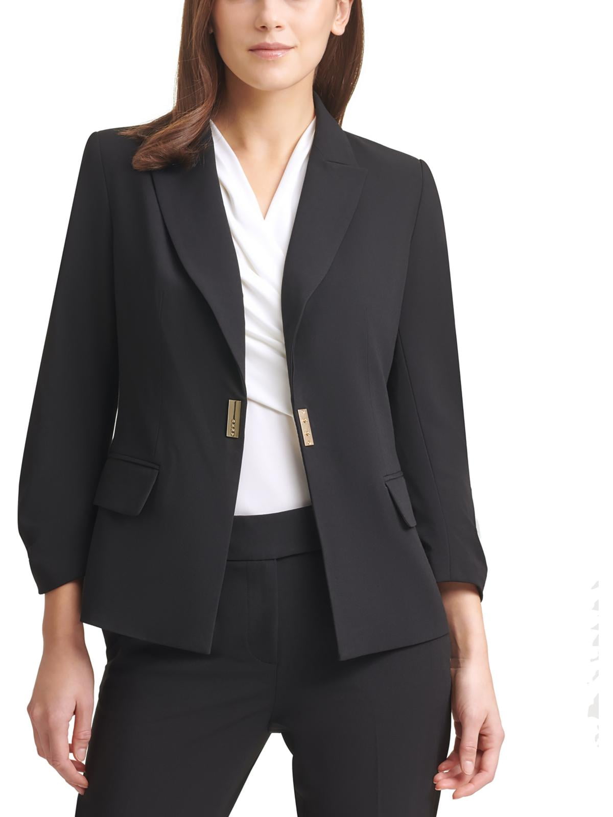 DKNY Womens Petites Woven Snap Front One-Button Blazer - Walmart.com