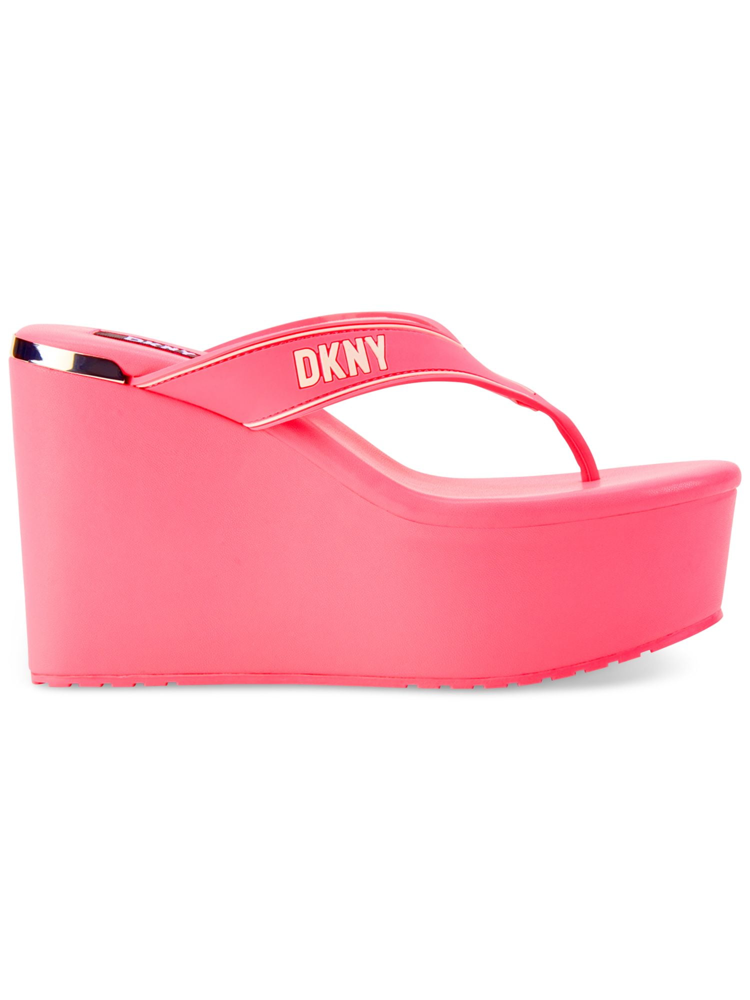 DKNY Womens Pink 2" Platform Comfort Logo Trina Round Toe Wedge Slip On ...