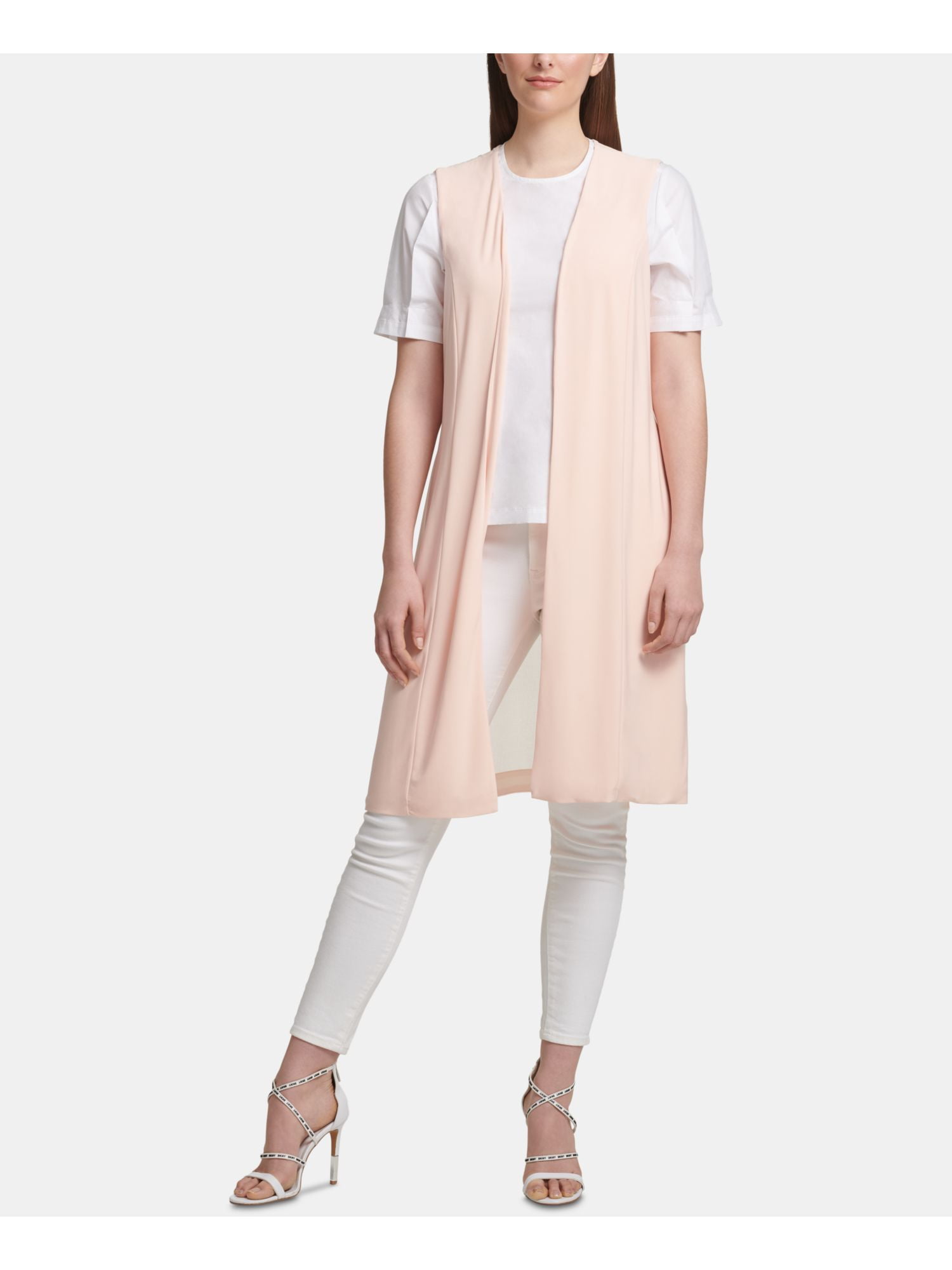 DKNY Womens Pink Sleeveless Duster Top L - Walmart.com