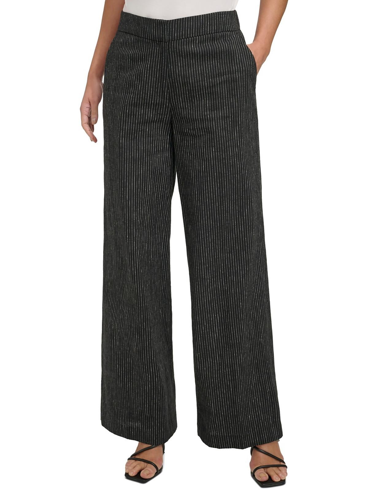 DKNY Womens Pinstripe Linen Wide Leg Pants - Walmart.com