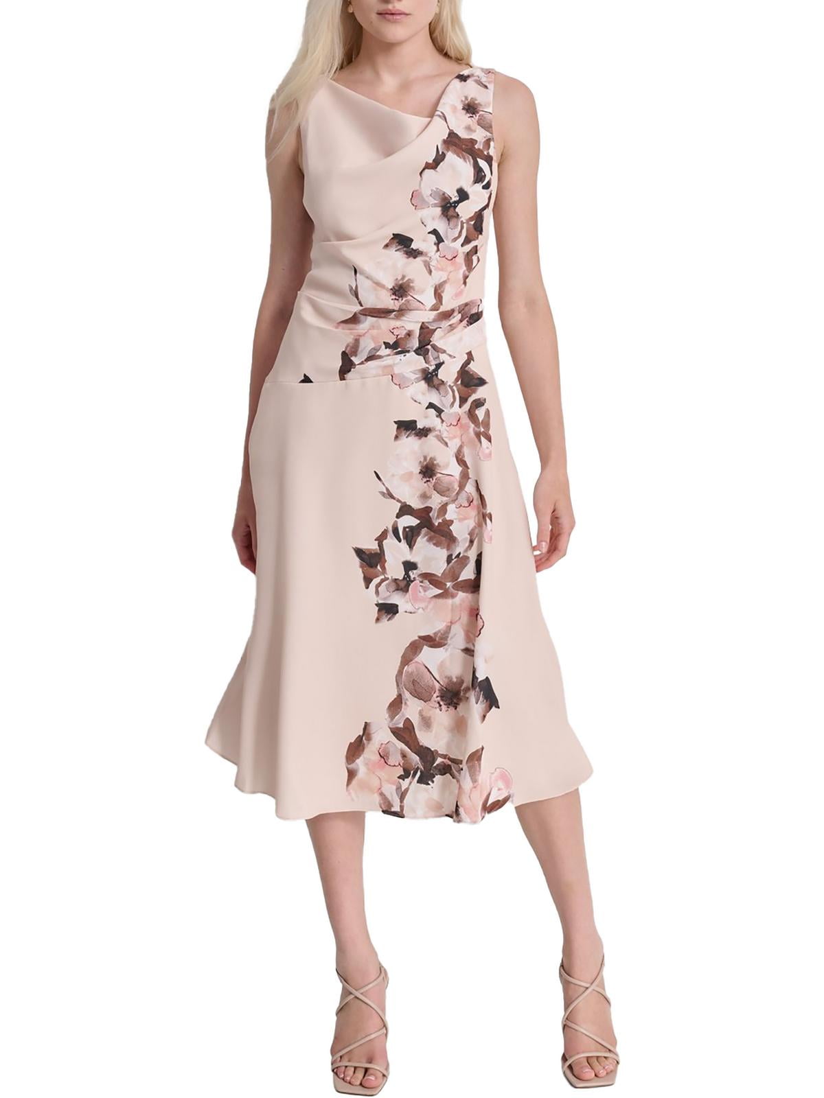 DKNY Womens Plus Cowl Neck Ruffle Fit & Flare Dress - Walmart.com