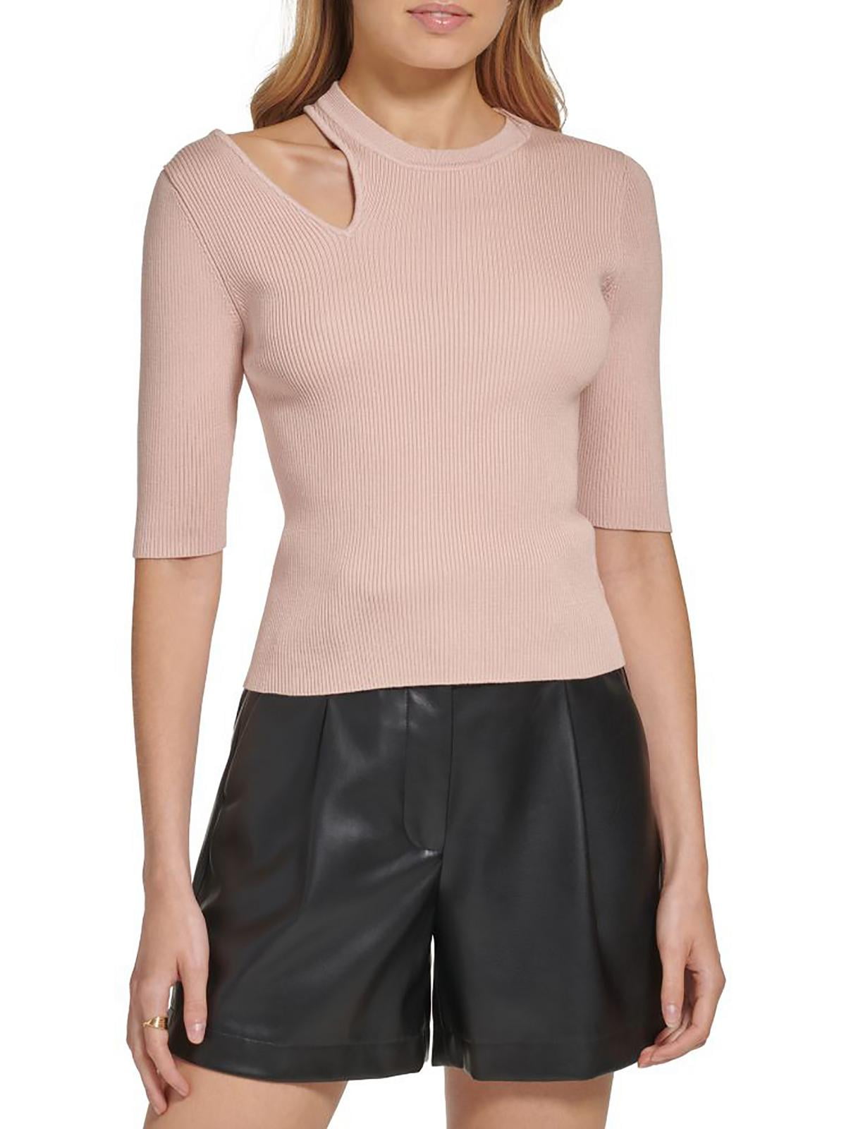 DKNY Womens Shoulder Cut-Out Ribbed Pullover Top - Walmart.com