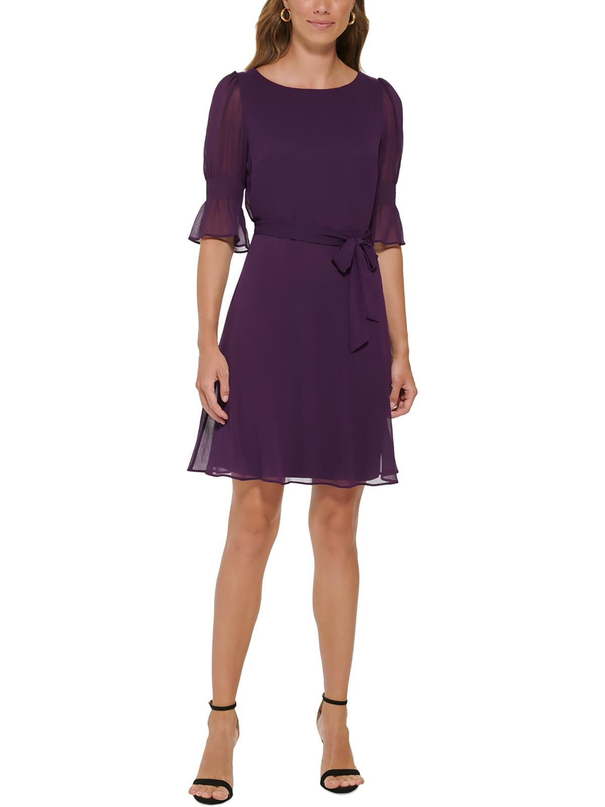DKNY Womens Solid Fit & Flare Dress - Walmart.com