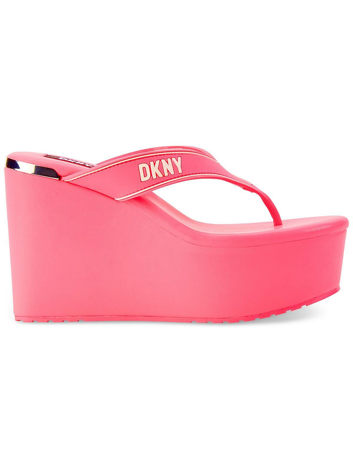 DKNY Womens TRINA Logo Open Toe Wedge Sandals - Walmart.com