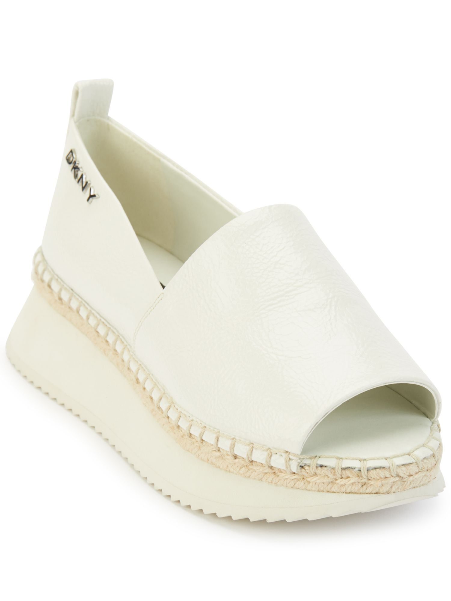 DKNY Womens White 1" Platform Espadrille Detail Serrated Sole Goring Padded Orza Peep Toe Wedge ...