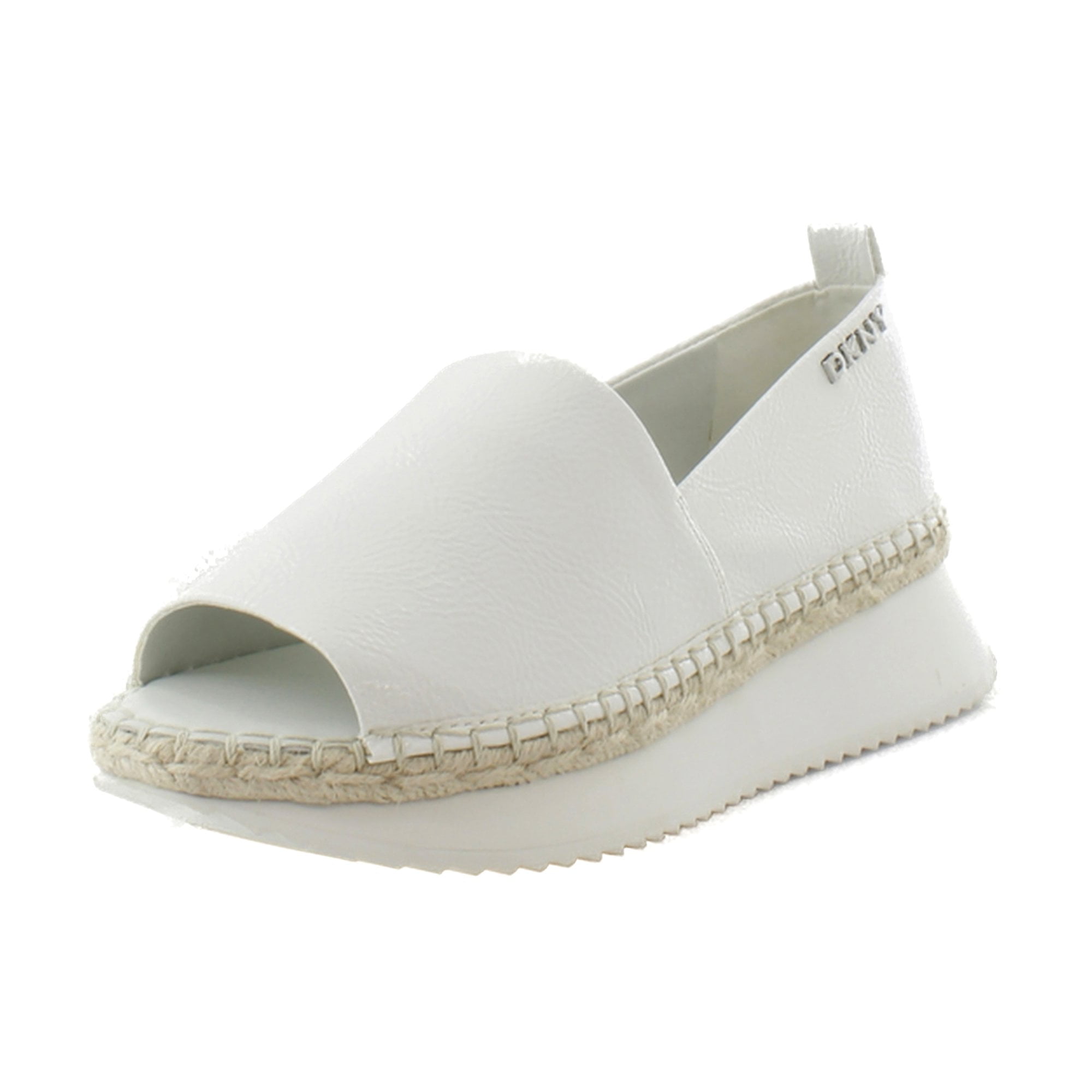 DKNY Womens White 1" Platform Espadrille Detail Serrated Sole Goring Padded Orza Peep Toe Wedge ...