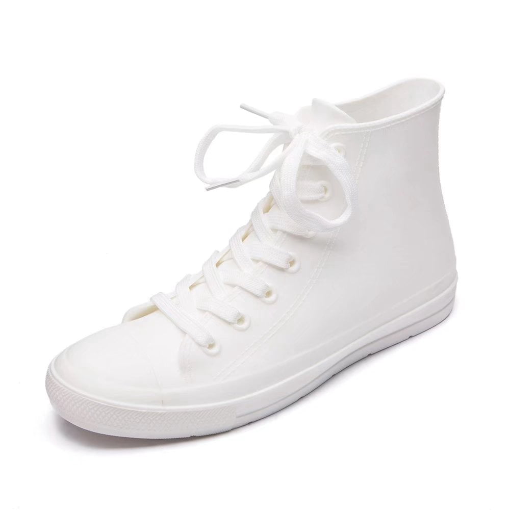 DKSUKO Women's Rain Boots Waterproof High Top Rain Shoes with Lace Up ...