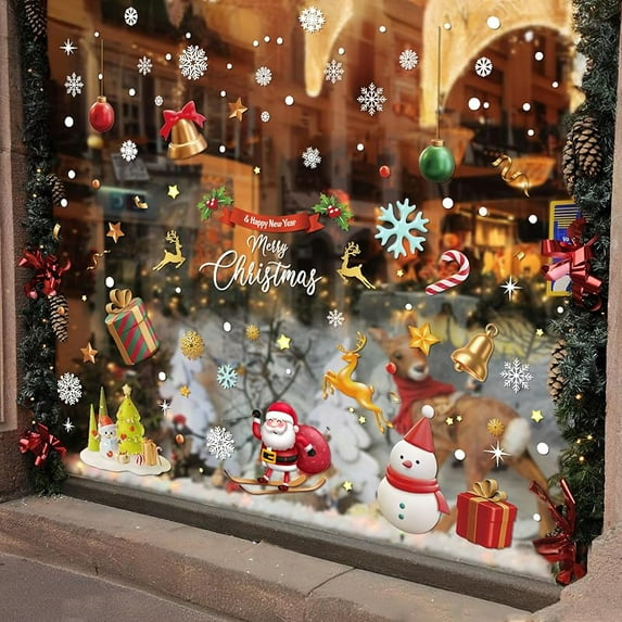 DKTIE Christmas Window Stickers, Navidad Snowflake Window Clings ...
