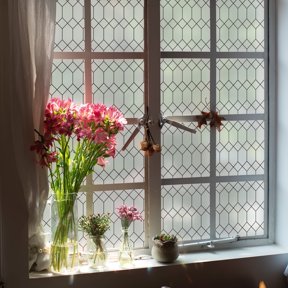 Tulips Stained Glass Window Privacy Film,Removable Non-Adhesive Privacy ...