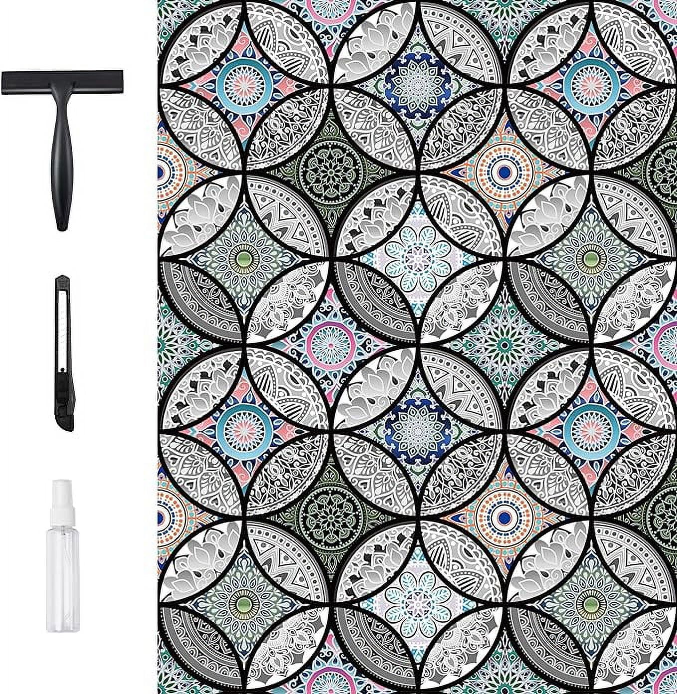 DKTIE Static Cling Decorative Window Film Vinyl Non Adhesive Privacy ...