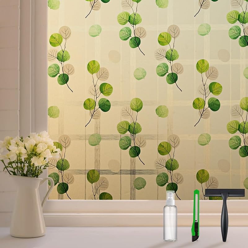 DKTIE Window Film Privacy with Installation Tools, Decorative Stained ...