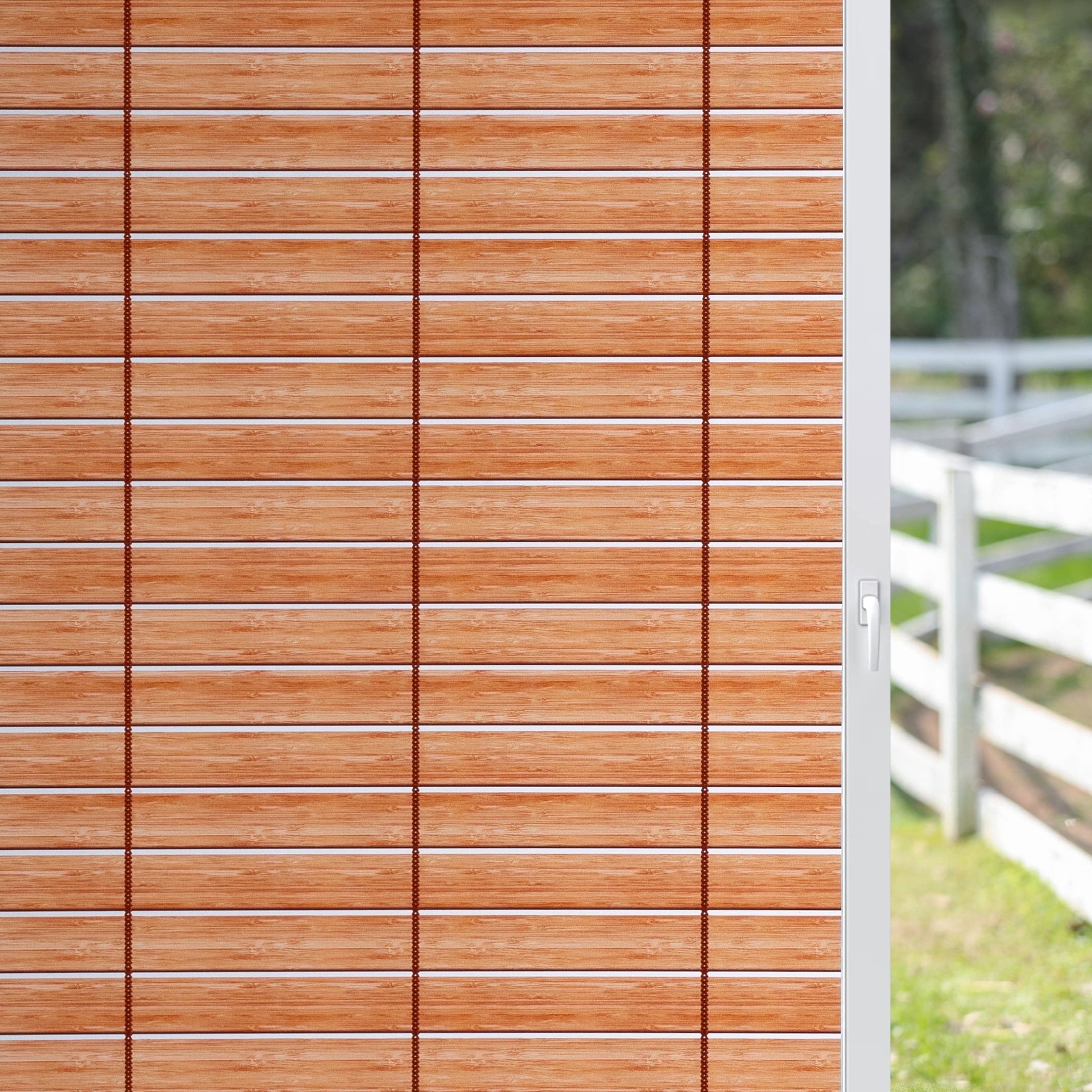 DKTIE Wooden Blinds Pattern Decorative Window Privacy Film, Sun ...