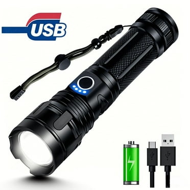 90000 Lumens Tactical Flashlight, USB Rechargeable, Waterproof, LED, 5 ...