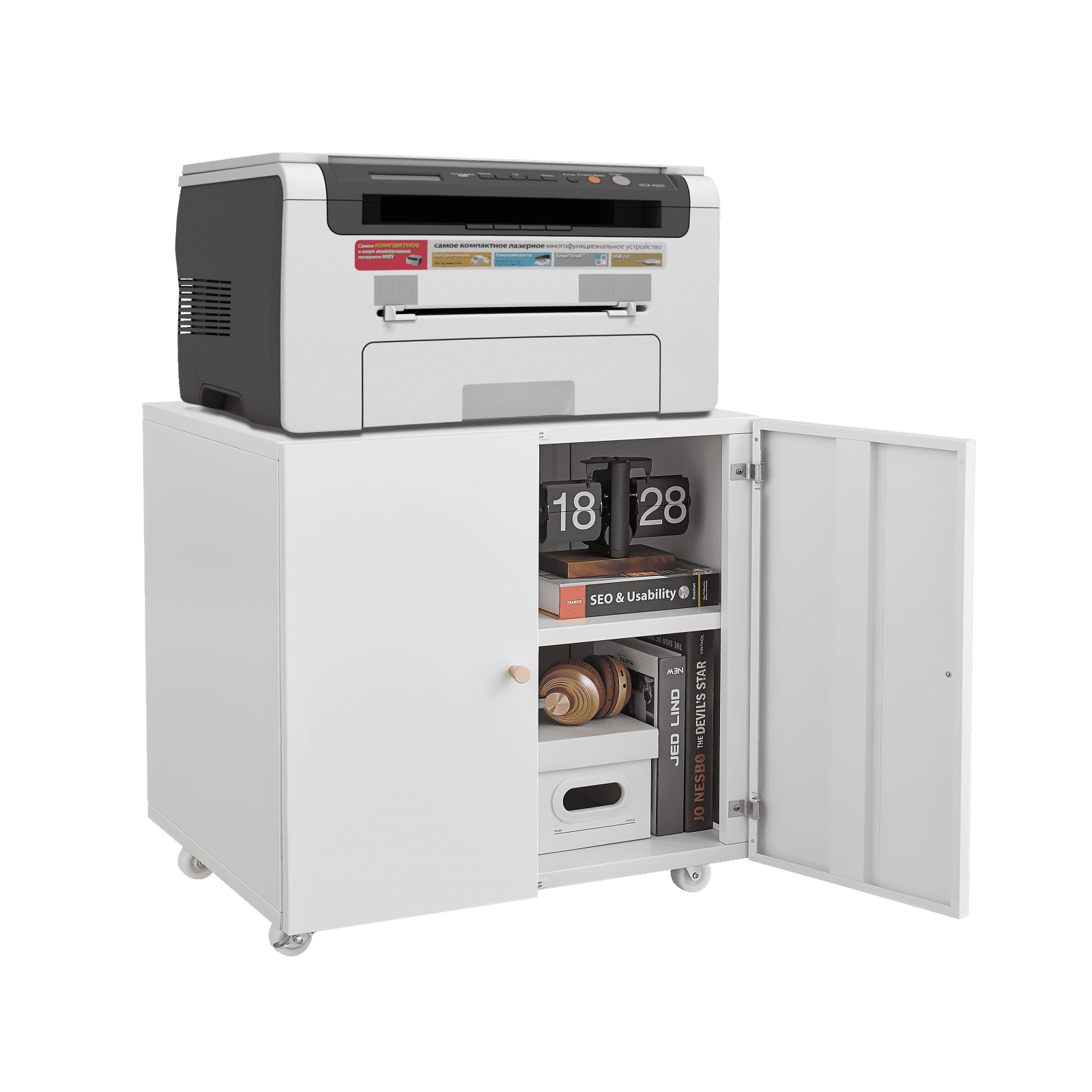 DKYNDSYN Metal Printer Stand with Storage Rolling File Cabinet on ...