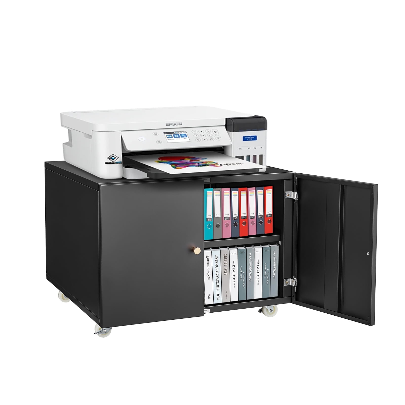 DKYNDSYN Printer Stand with Storage Cabinet Heavy Duty Rolling Printer ...