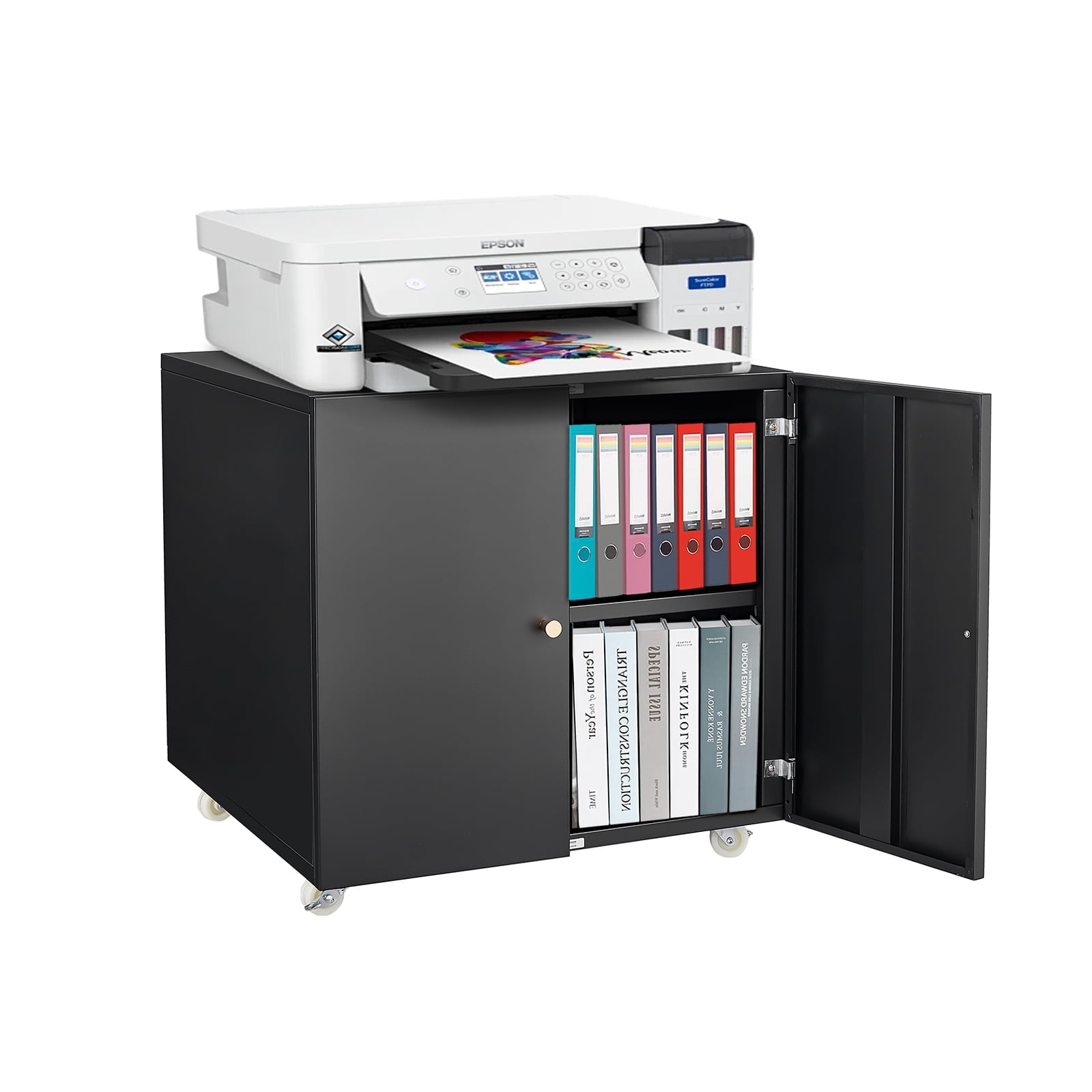 DKYNDSYN Printer Stand with Storage Cabinet for Home Office, Heavy Duty ...