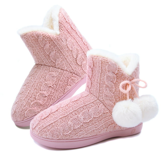 DL Women's Cozy Fuzzy Indoor-Outdoor Bootie Slippers with Hard Rubber Sole for Winter - Walmart.com