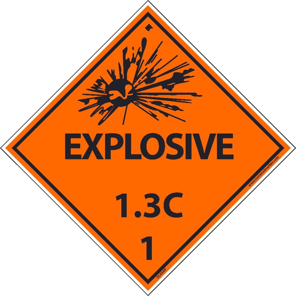 DL93ALV National Marker D0T Label, Explosive 1.3C, 1, 4 Inches x 4 Inches, Ps Vinyl, 500/Roll ...