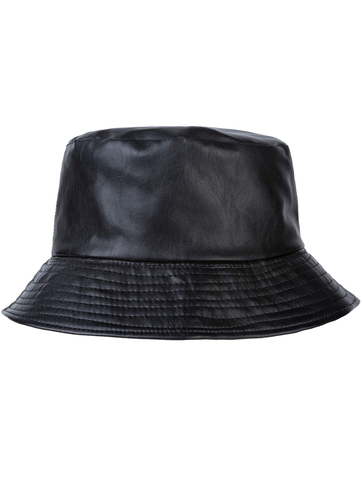 DLAPL Unisex PU Leather Bucket Hat for Women Men Waterproof Rain Hat ...