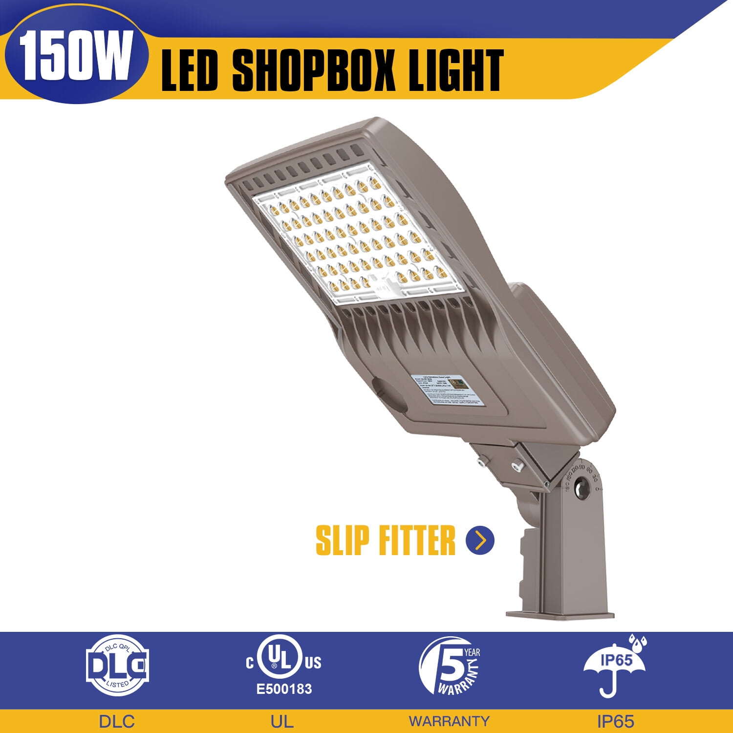 DLC 150W LED Shoebox Parking Lot Light Commercial Street Area Pole Light 5000K - Walmart.com